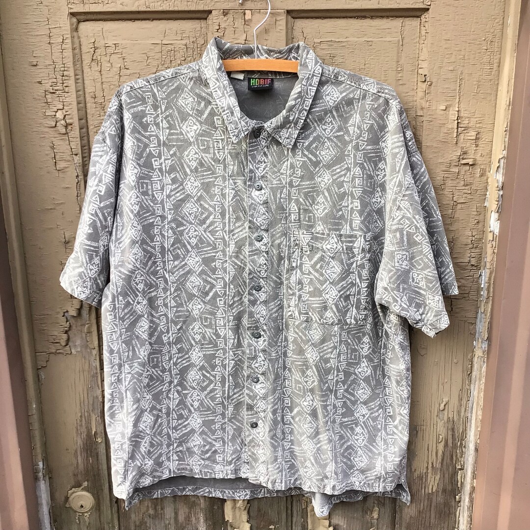 Vintage Hobie Shirt - Men’s Hobie Shirt - Gray Hobie Button up Short ...
