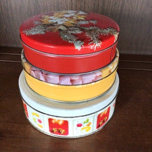 Set of 3 Vintage Christmas Tins Vintage Holiday Tins Mix and Match Tin ...