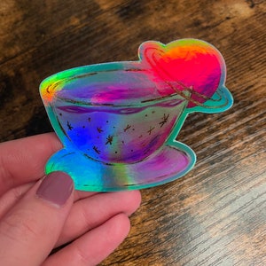 Galaxy Tea Holographic Sticker - Etsy