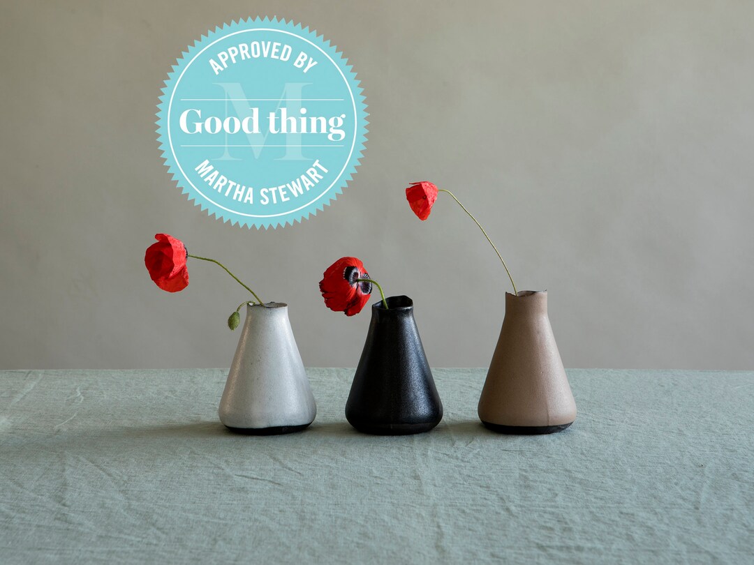 Black Ceramic Vase, Single Flower Vase, Minimalist Flower Vase ...