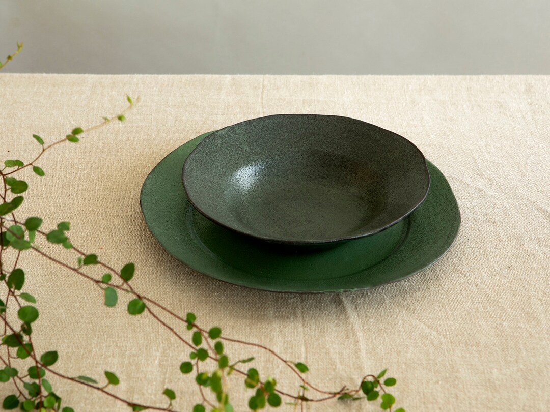 Contemporary Ceramic Dinnerware Set of 2, Dinner Plate, Salad Plate ...