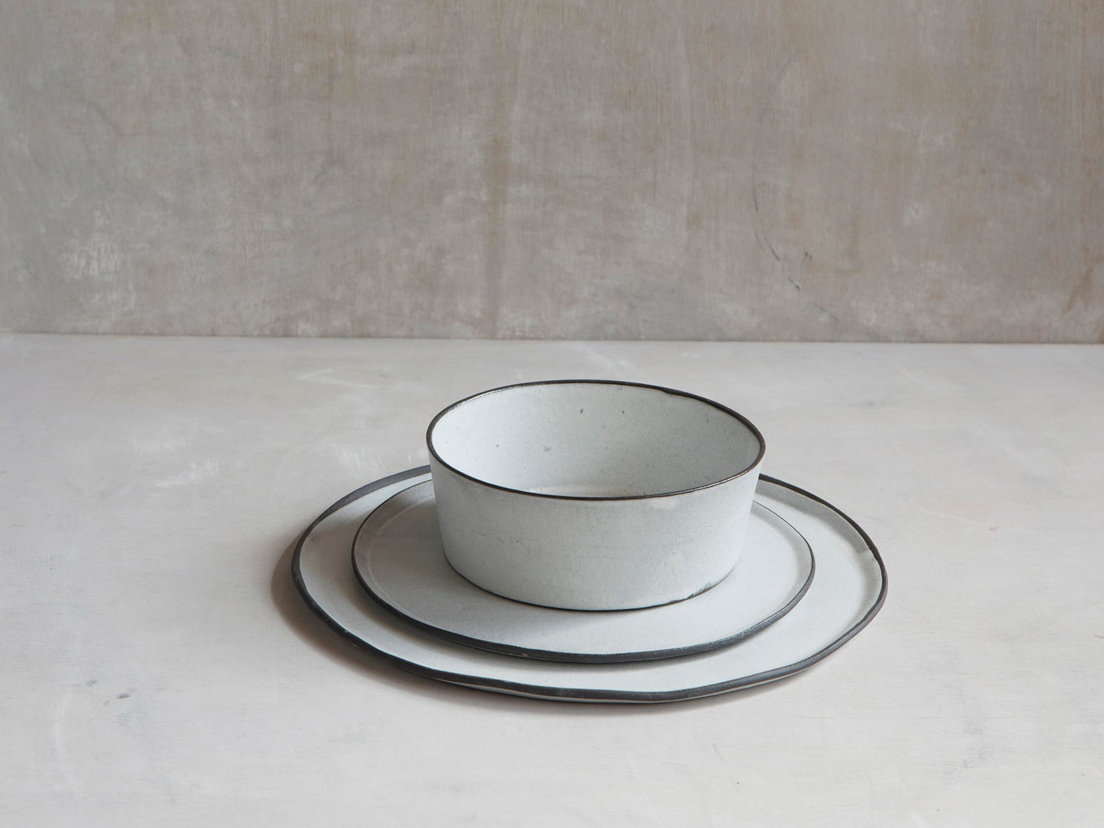 Ceramic Dinnerware Set for 2 Main Course Plates White Modern | Etsy