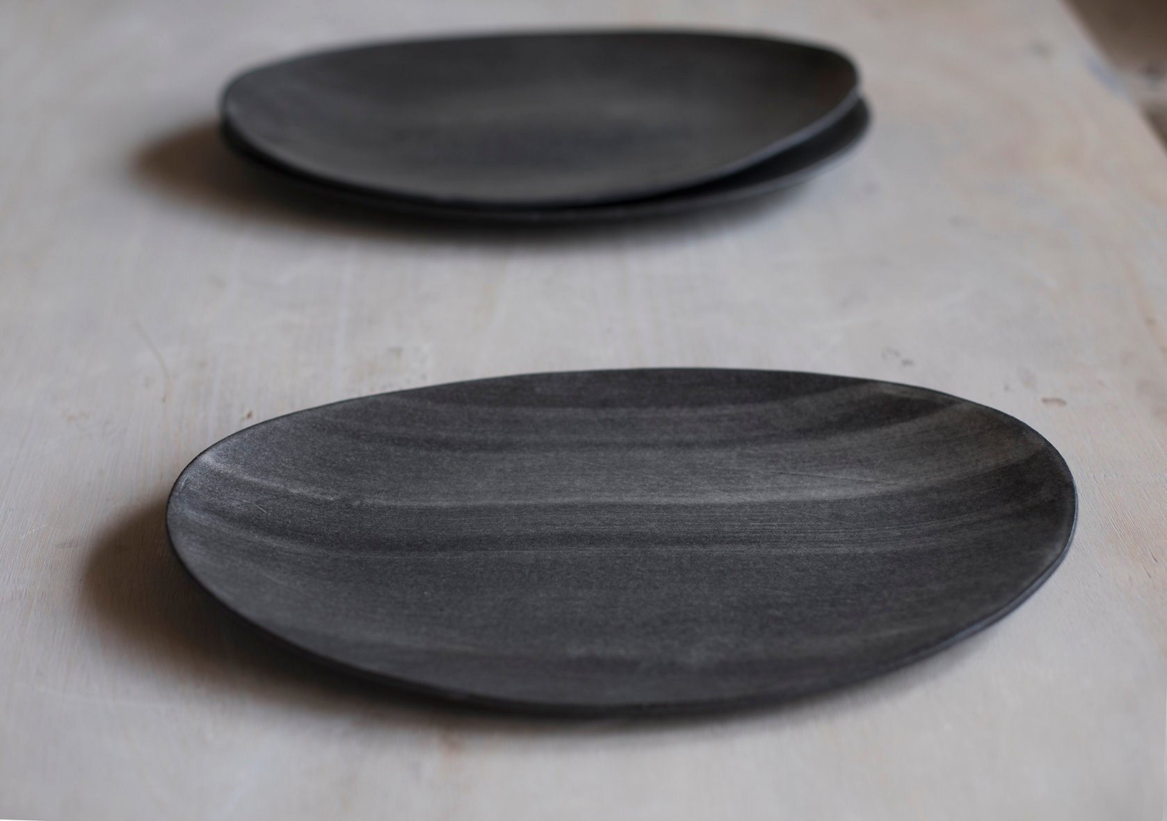 Ceramic Black Serving Platter - Etsy