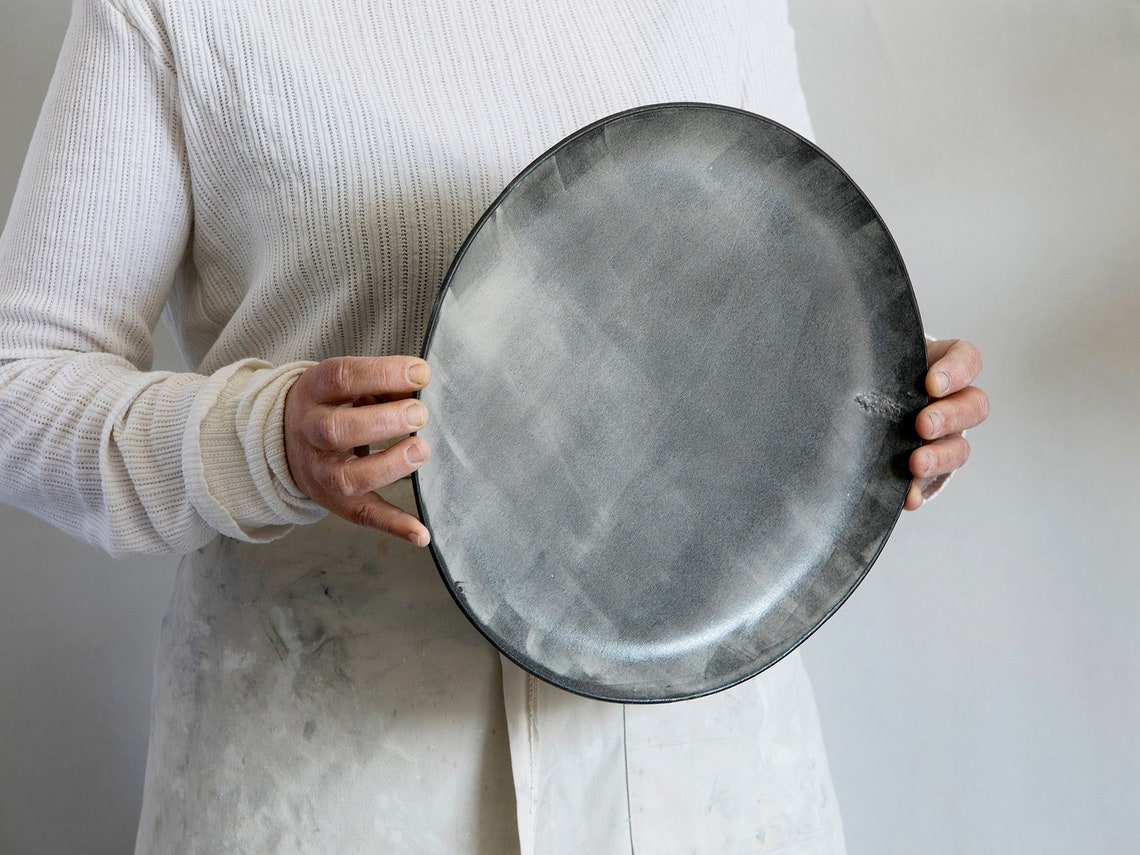 Large Ceramic Serving Plate Stoneware Serving Platter Unique | Etsy