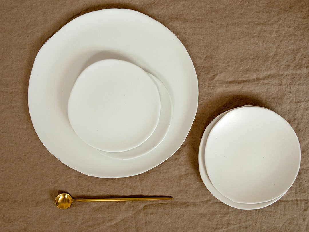 Serving Cake Plate With 4 Plates, Modern Ceramic Cake Platter, Handmade ...