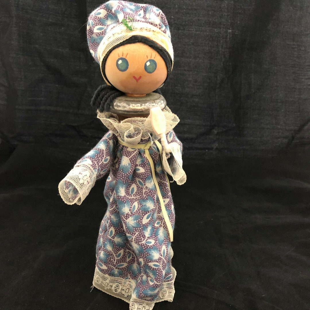 Vintage Wooden Spool Bobbin Doll Girl Doll York England - Etsy