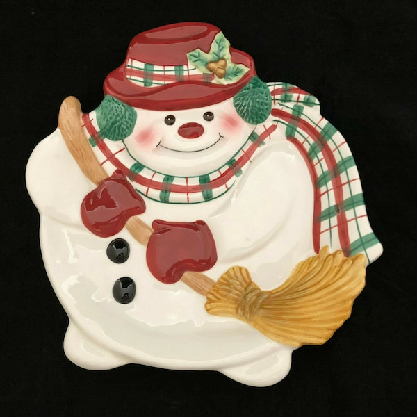 Fitz and Floyd Snowman Plate - Etsy