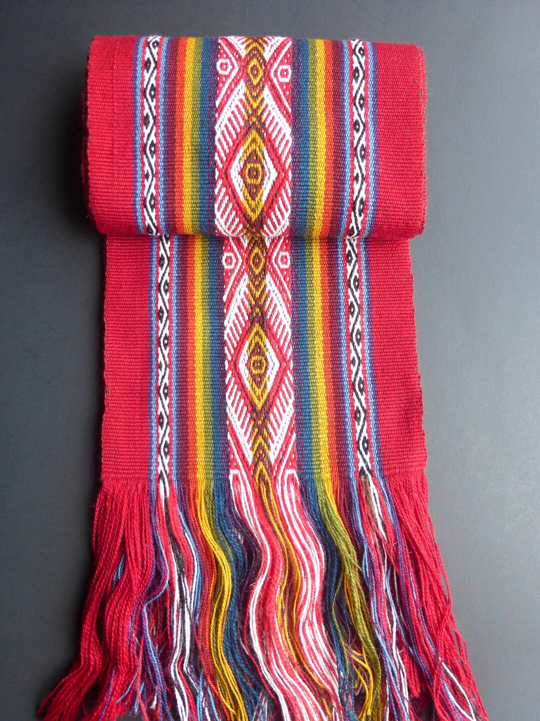 Peruvian Aguayo Scarf - Andean Mountain Textile Scarf - Colorful With ...
