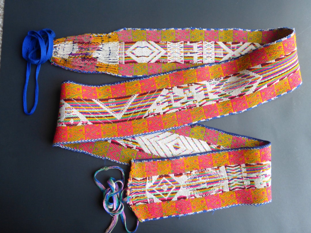 Andean Vintage Peruvian Hand-woven Shaman Chumpi Belt trim Waist Cinchi ...