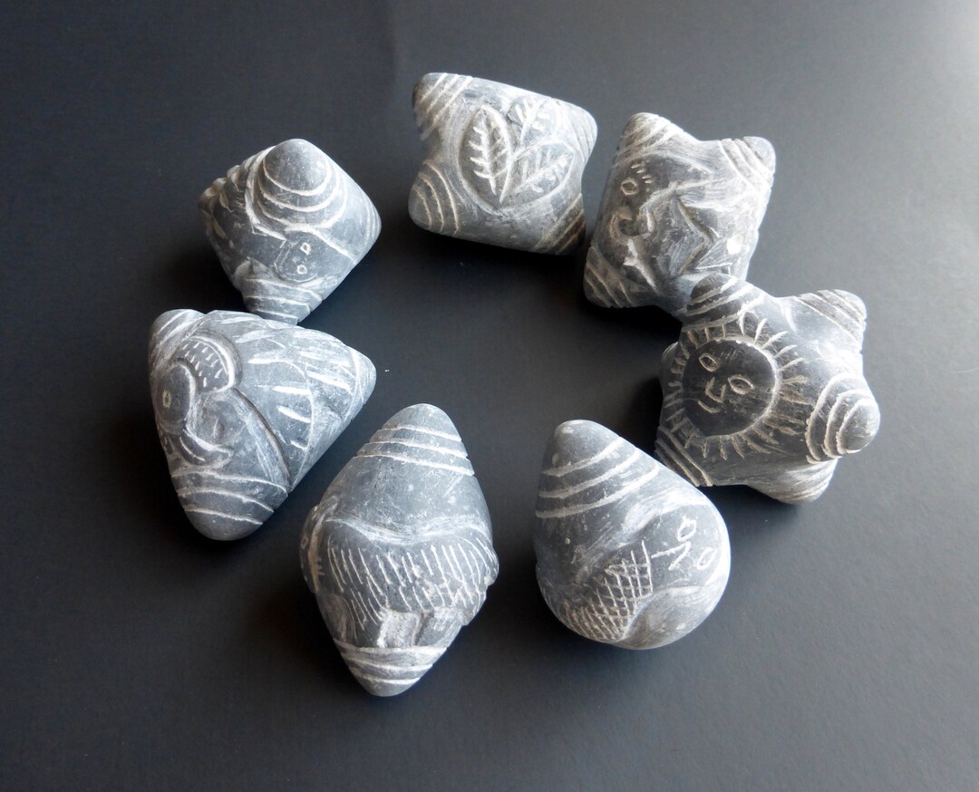 Hand Carved Chumpi Stones: Peruvian Shaman Set, Andean Black Stone ...