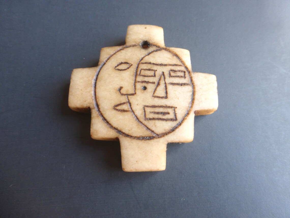 Peruvian Andean Inca Cross Chacana Pendant - Hand-carved on Alabaster ...