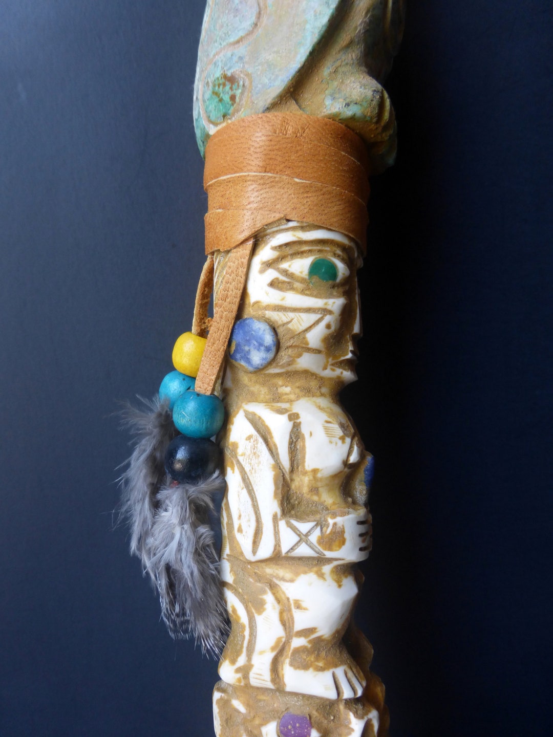 Peruvian Inca Artifact Carved in Bone, Resin, and Decorated With Silver ...