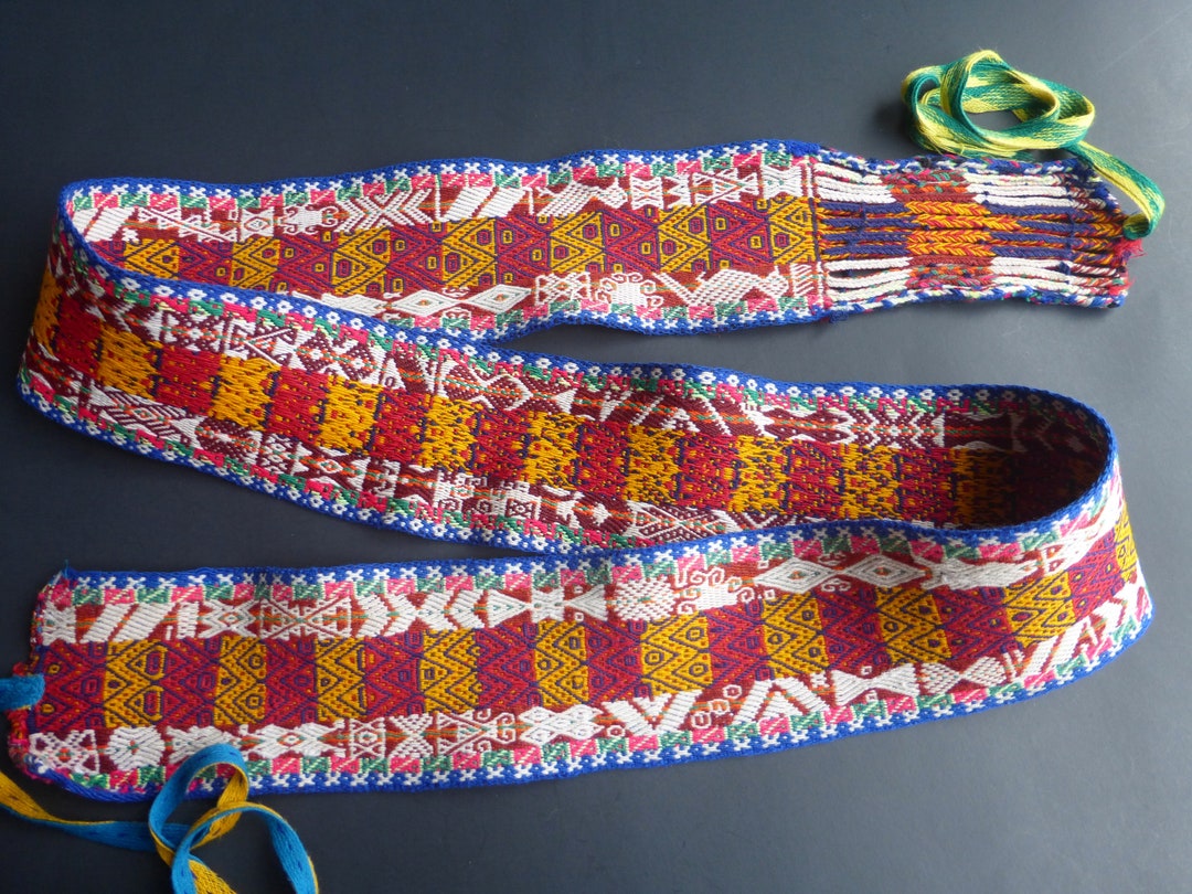 Vintage Andean Chumpi Belt: Hand-woven Peruvian Alpaca Wool, Ceremonial ...