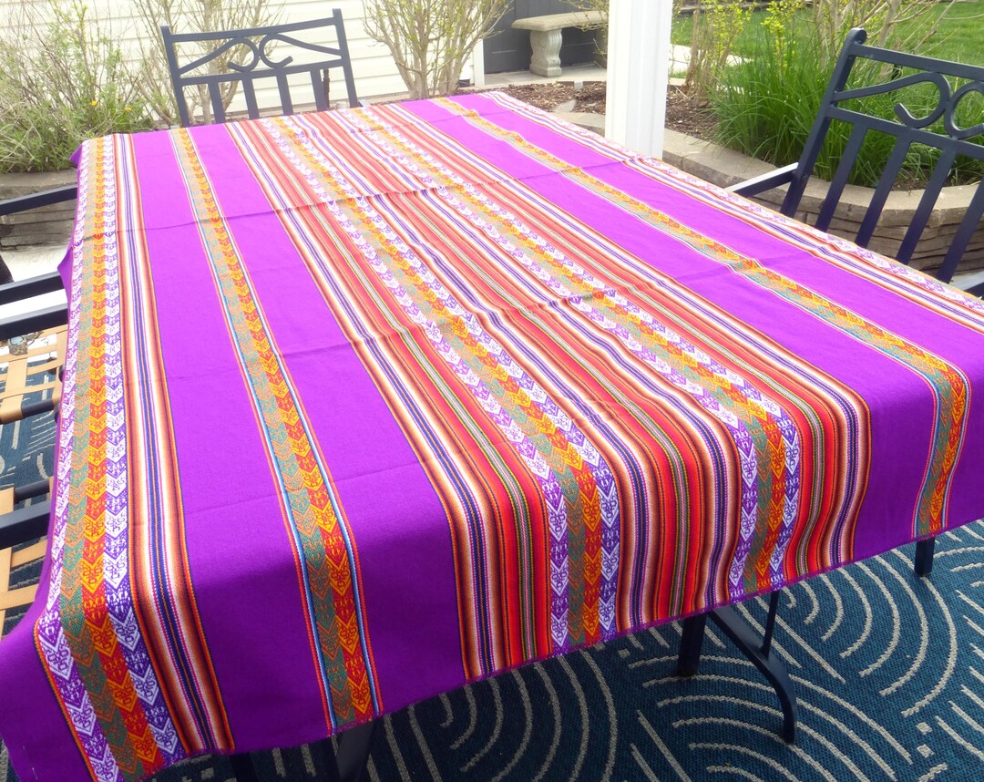 Peruvian Multi-color Fabric - Tablecloth - Rug - Blanket - Strong ...