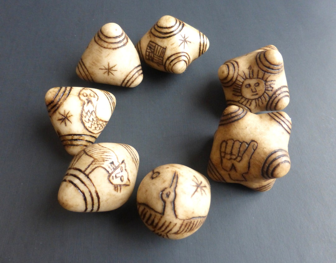 Andean Hand Carved Chumpi Khuyas -shaman Ceremonial Stones - 7 Point ...