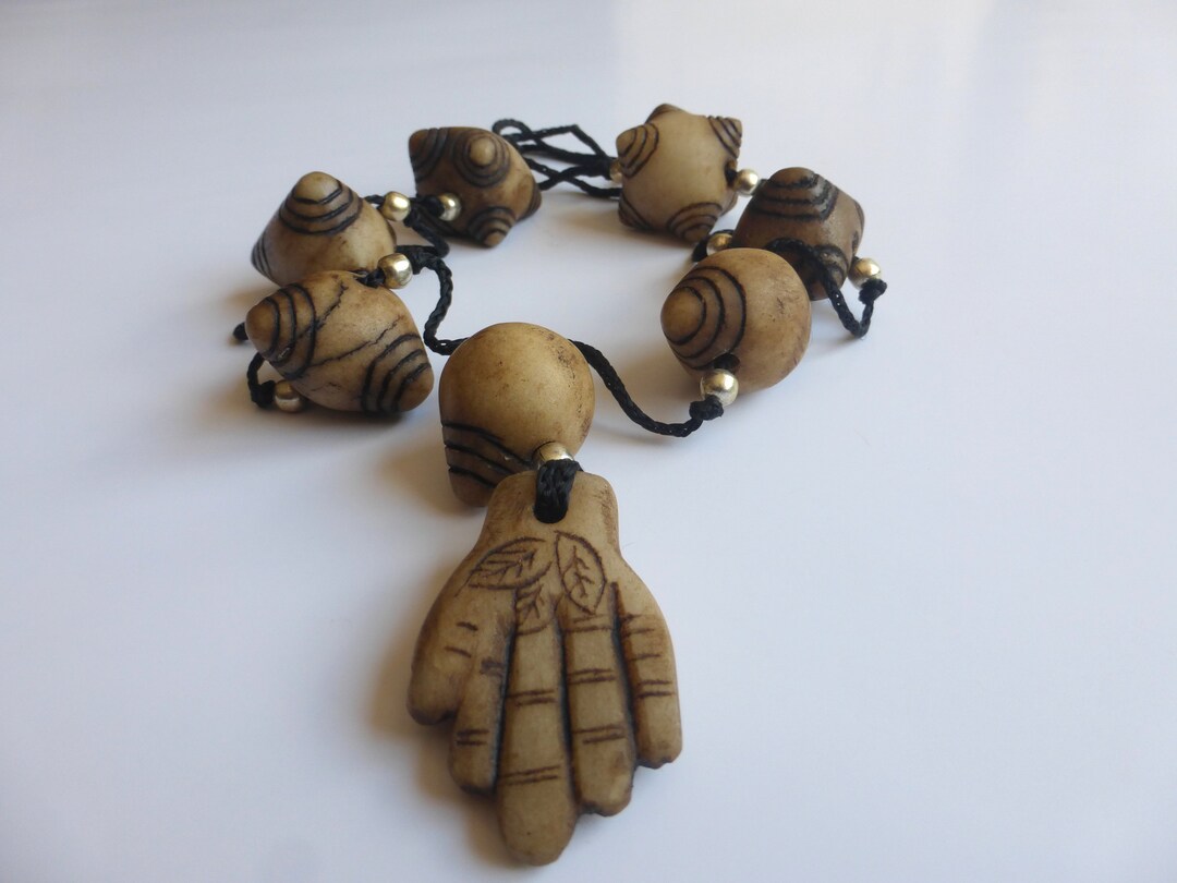 Carved Alabaster Chumpi Stones Necklace: Peruvian Andean Chakras - Etsy