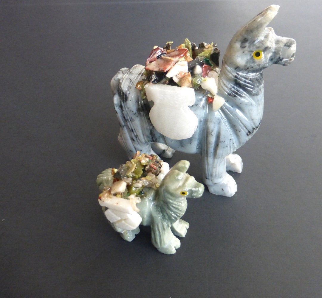 Set of Two Peruvian Andean Stone Llama - Hand-carved Good Luck Charms ...