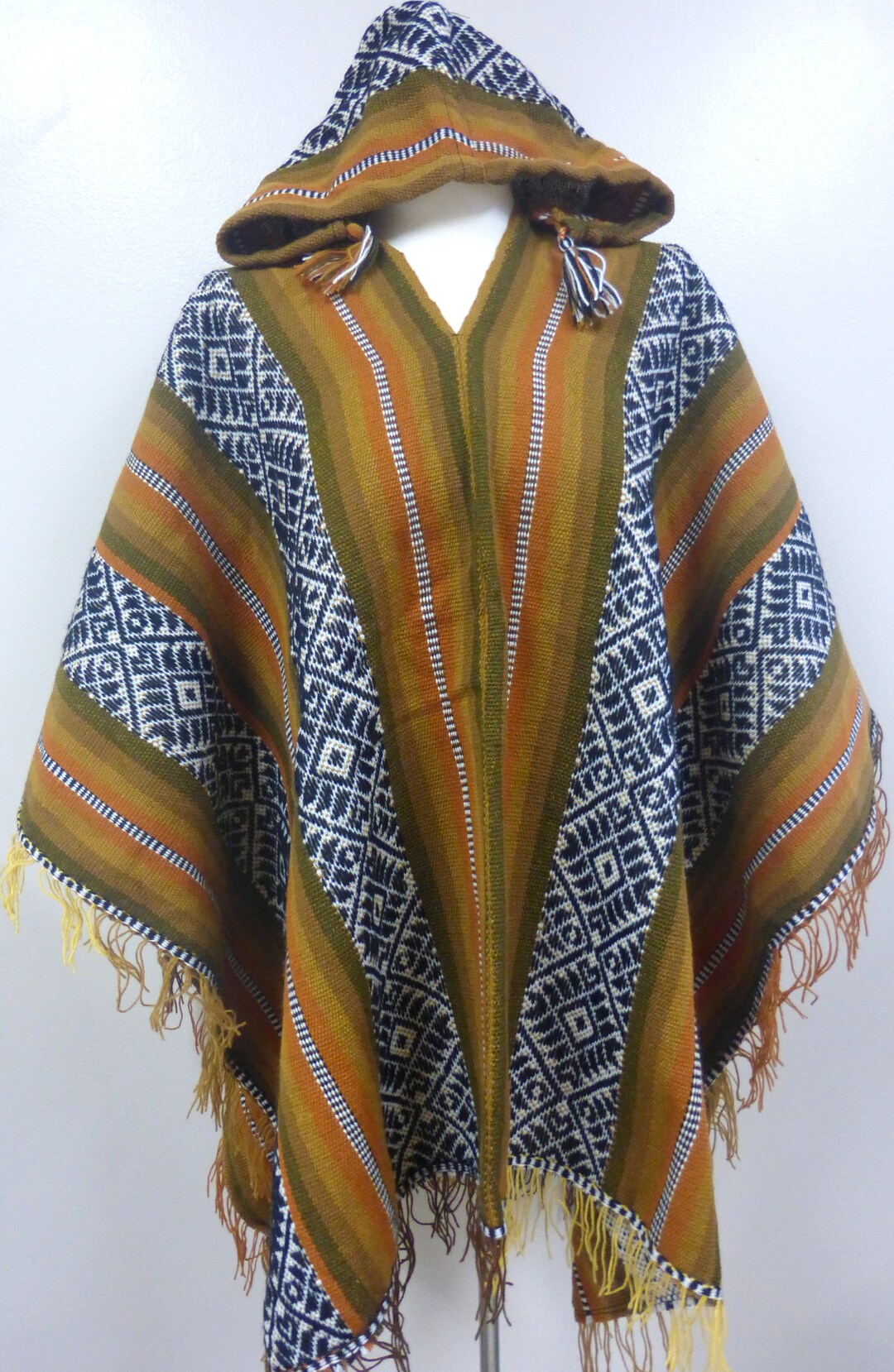 Shaman Hooded Brown and Black Poncho- Andean Mountain Textile - Etsy