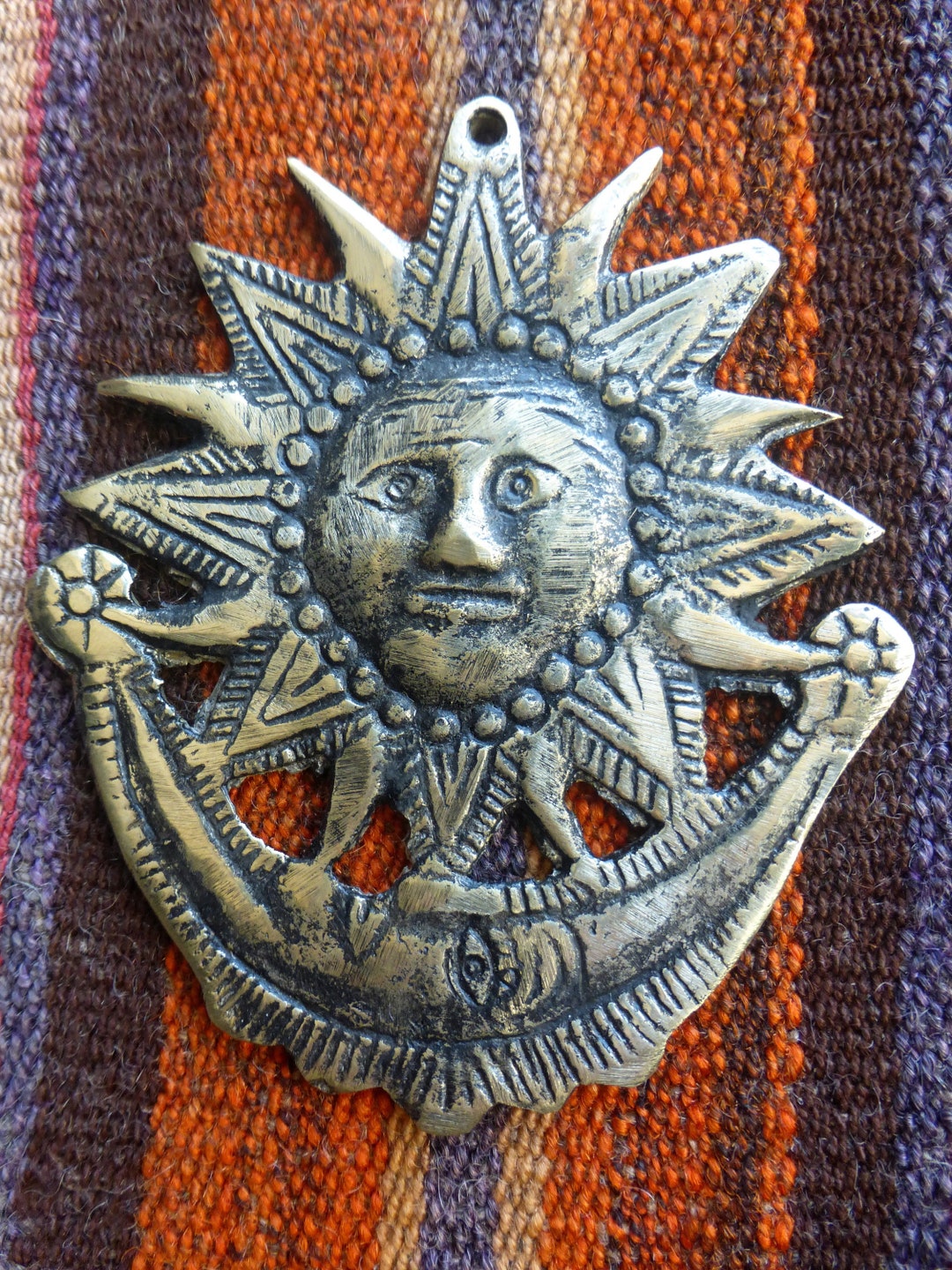 Peruvian Andean Inca Sun and Moon Pendant Made of Bronze - Etsy
