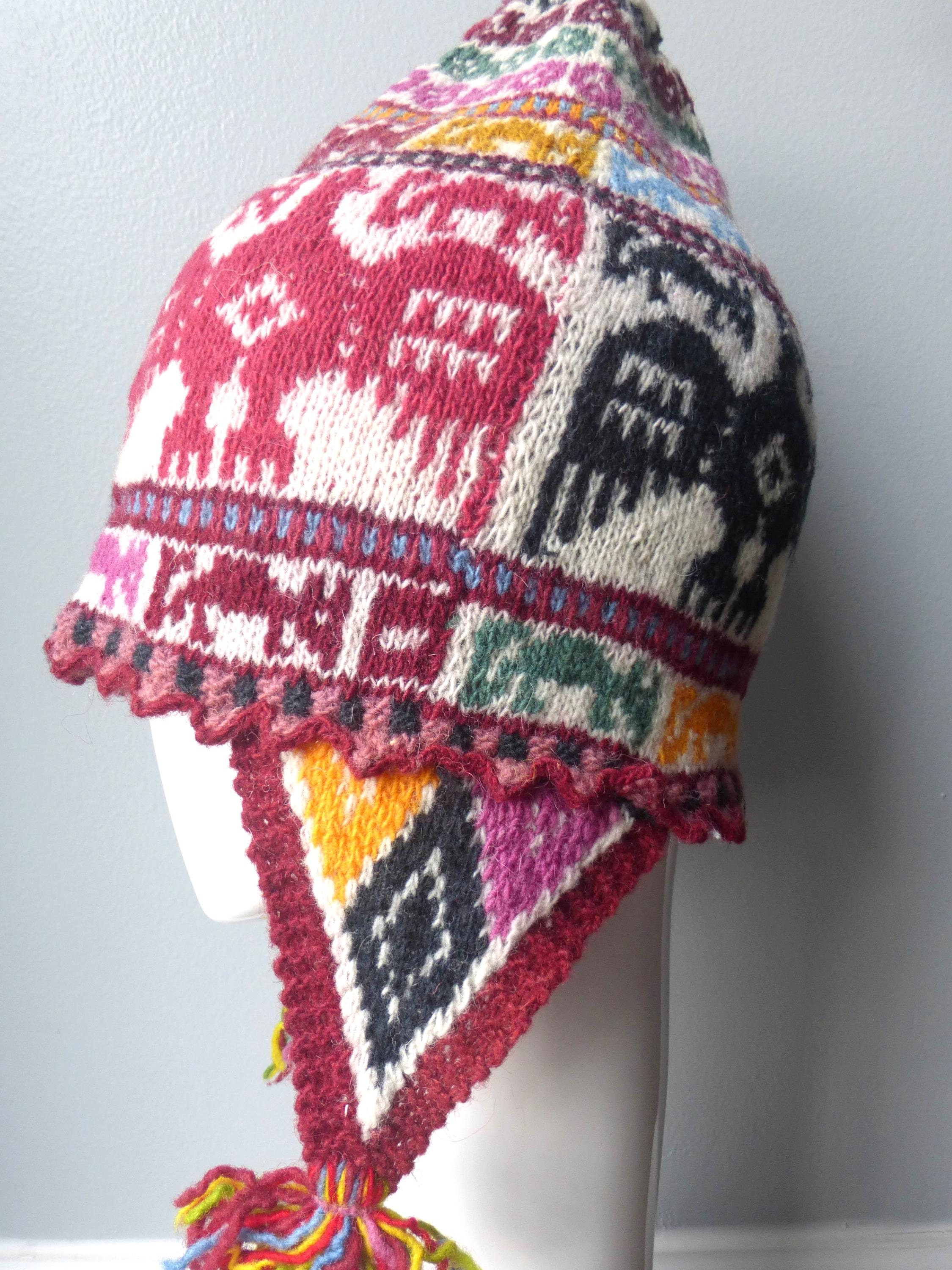 Handmade Andean Chullo Hat: Alpaca Wool, Condor Design - Etsy