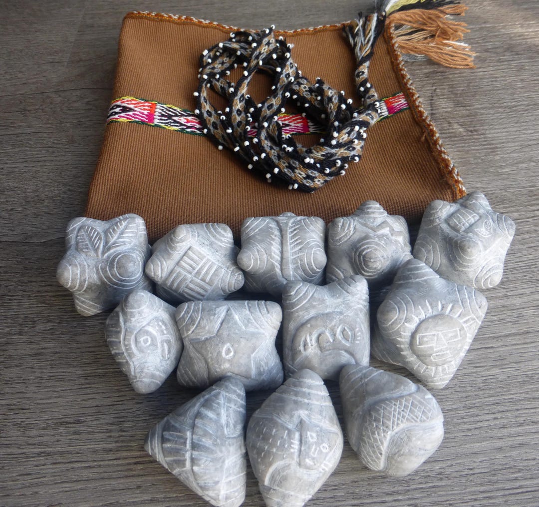 Peruvian Chumpi Stones: Hand-carved Shaman Set of 12, Vintage Unquna ...