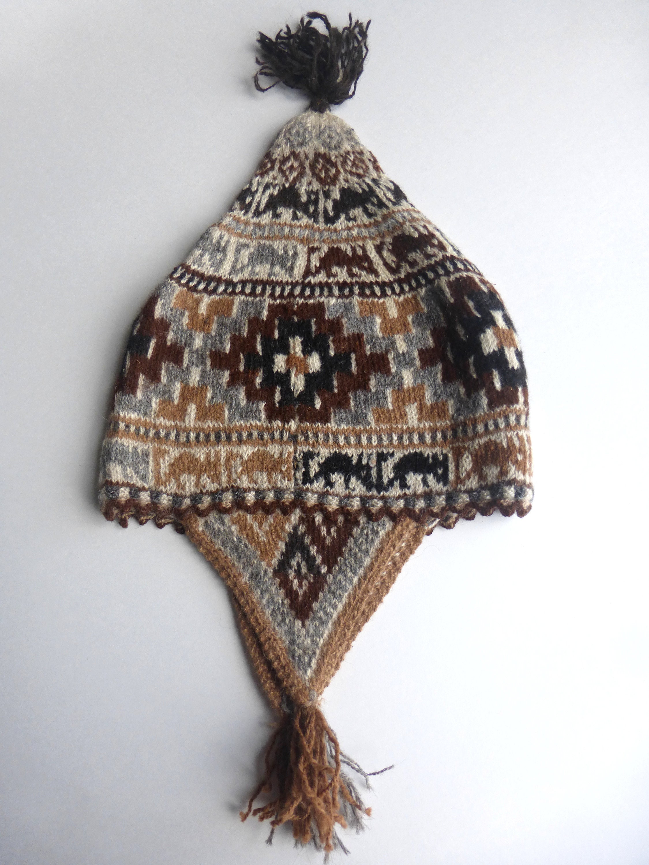 Peruvian Shaman Chullo Hat - Andean Mountain Handmade Hat - With Incan ...