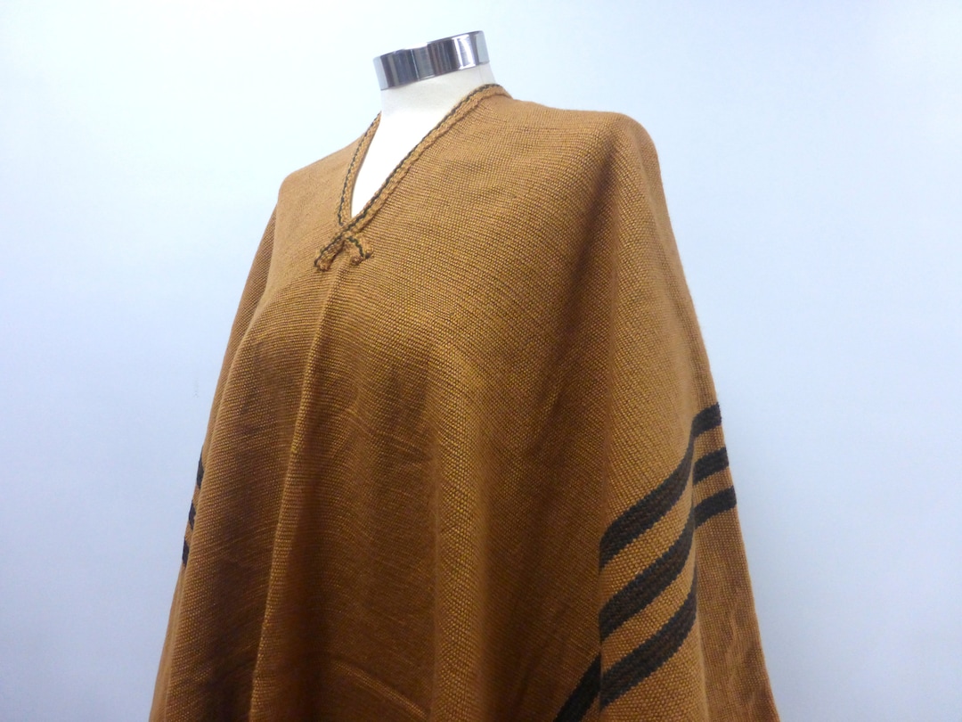 Peruvian Shaman Copper Brown Poncho Cape - Andean Mountain Woven ...