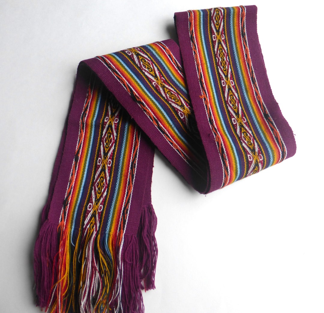 Peruvian Aguayo Scarf Andean Mountain Textile Scarf Colorful With ...