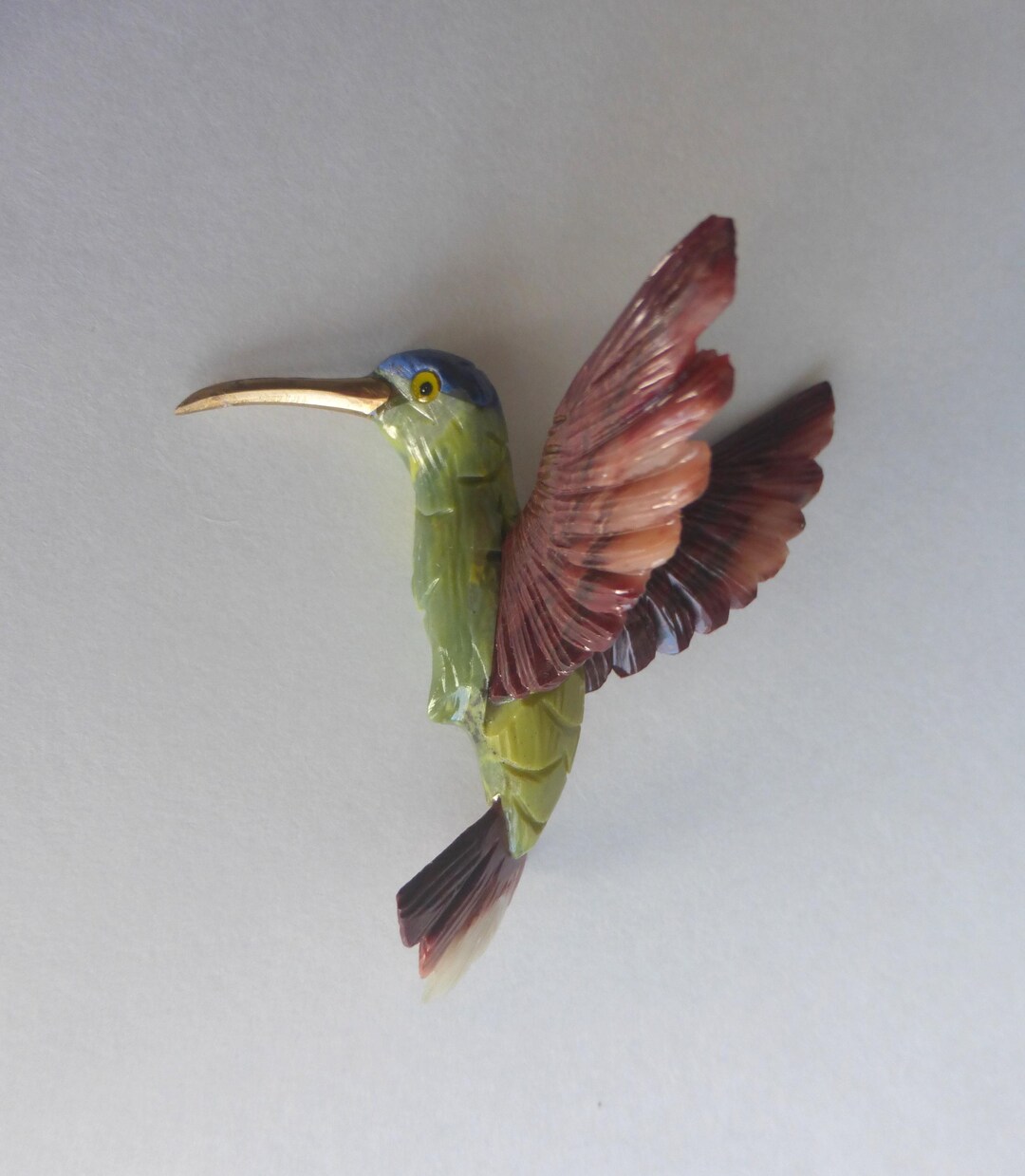 Peruvian Andean Stone Carved Colibri-hummingbird - Flower - Onyx ...