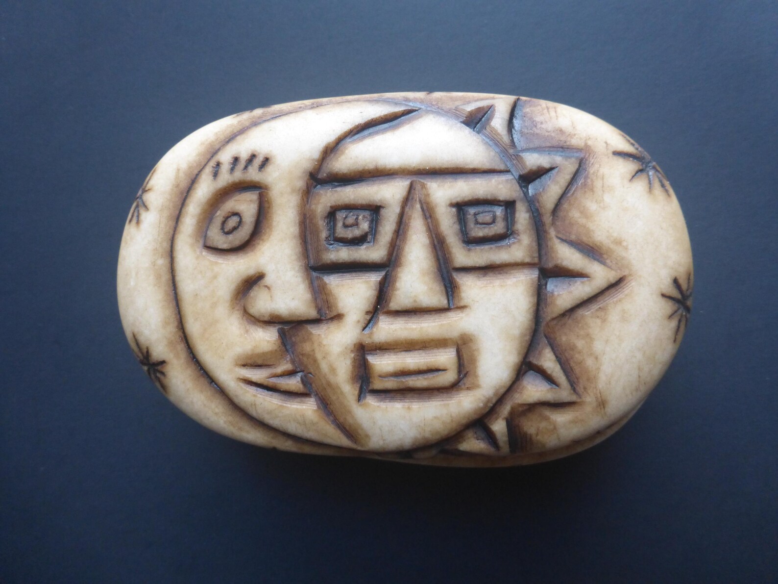 Andean Inca Gods, Inti and Mama Quilla - Carved in Andean Caliza Stone ...