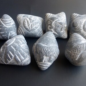 Hand Carved Chumpi Stones: Peruvian Shaman Set, Andean Black Stone ...