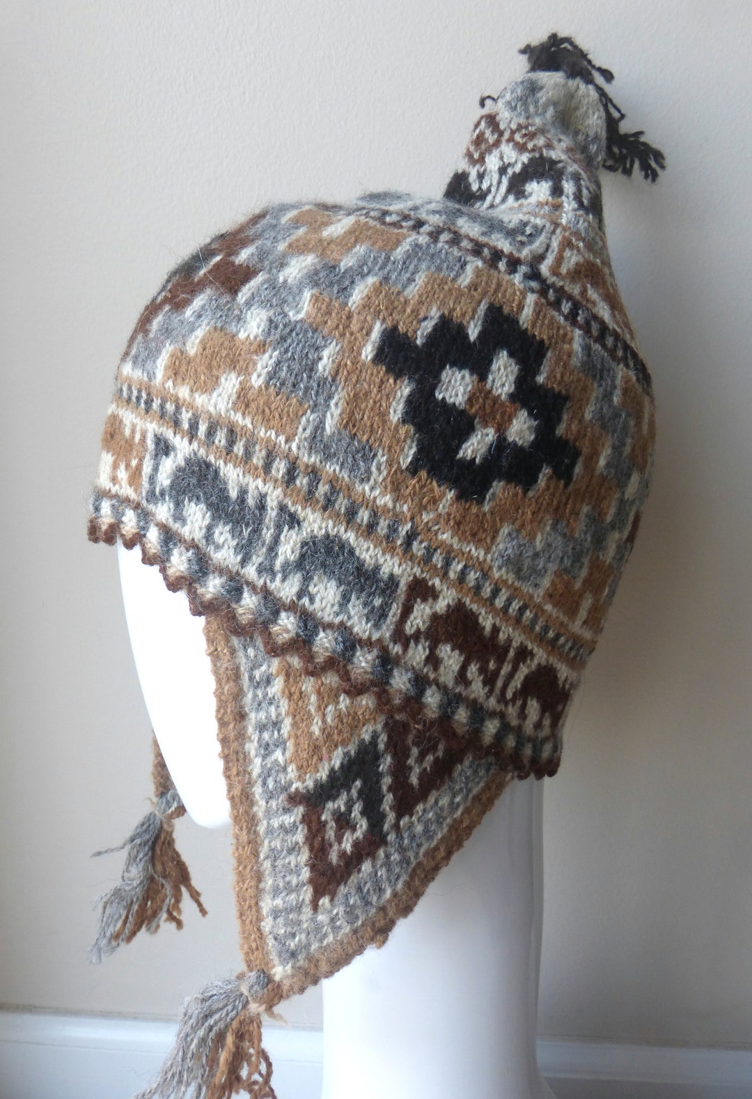 Peruvian Shaman Chullo Hat - Andean Mountain Handmade Hat - With Incan ...