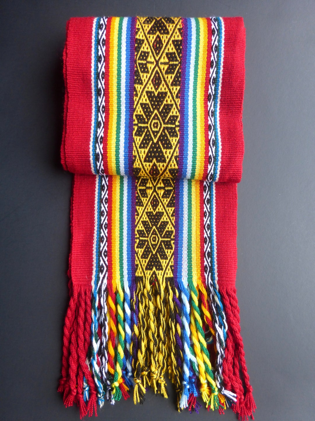 Peruvian Aguayo Scarf - Andean Mountain Textile Scarf - Colorful With ...