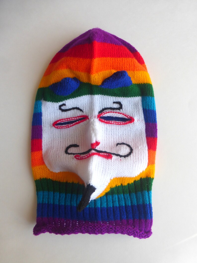 Rainbow Striped Devil Balaclava: Peruvian Knitted Ski Mask - Etsy