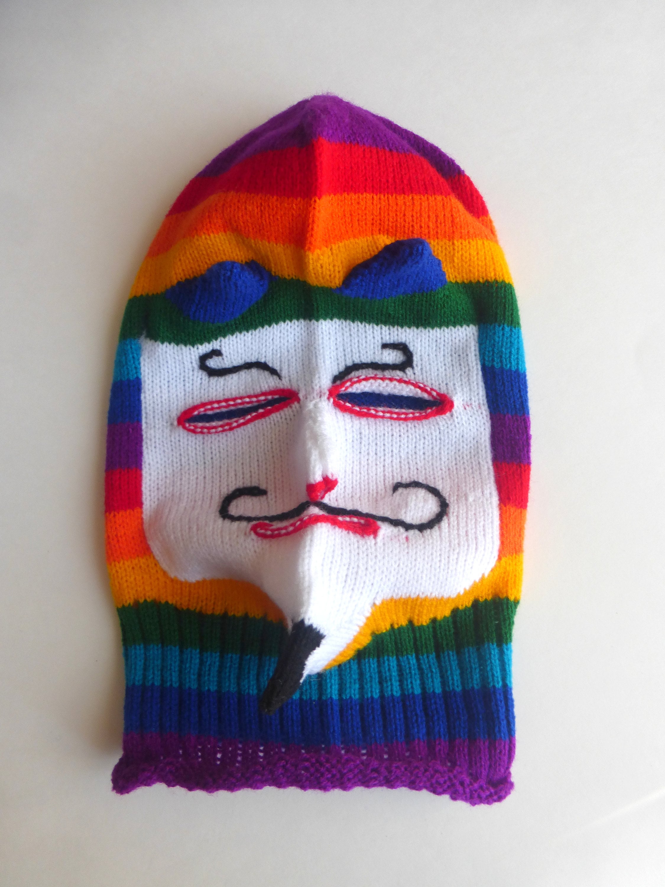 Rainbow Striped Devil Balaclava: Peruvian Knitted Ski Mask - Etsy
