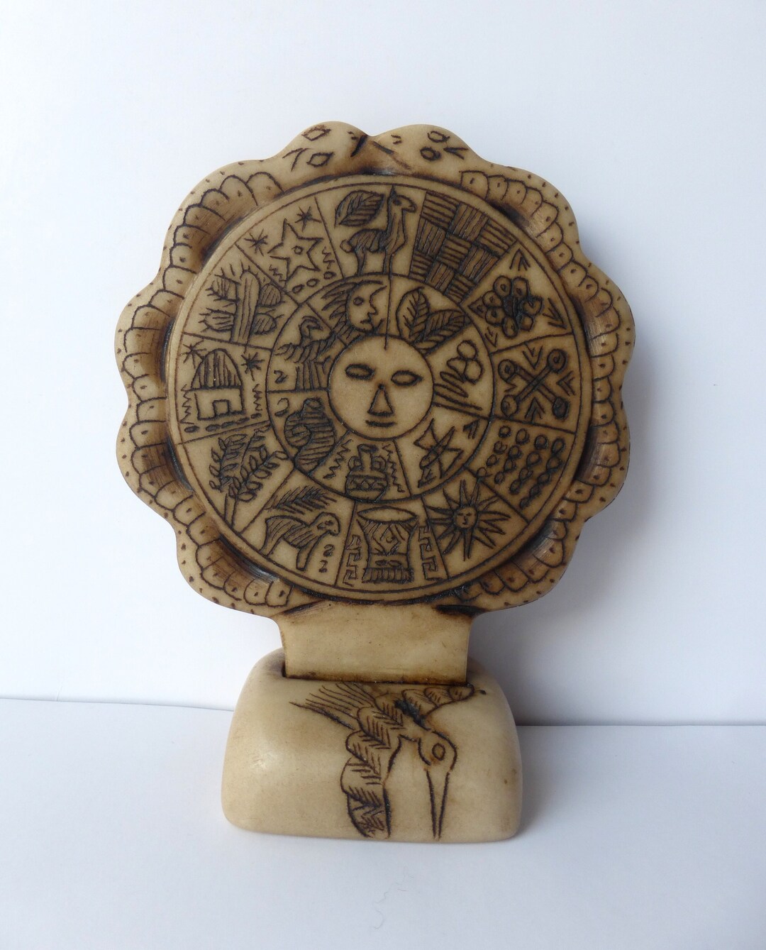 Peruvian Andean Hand Carved Inca's Calendar -caliza Stone- Snake Design ...
