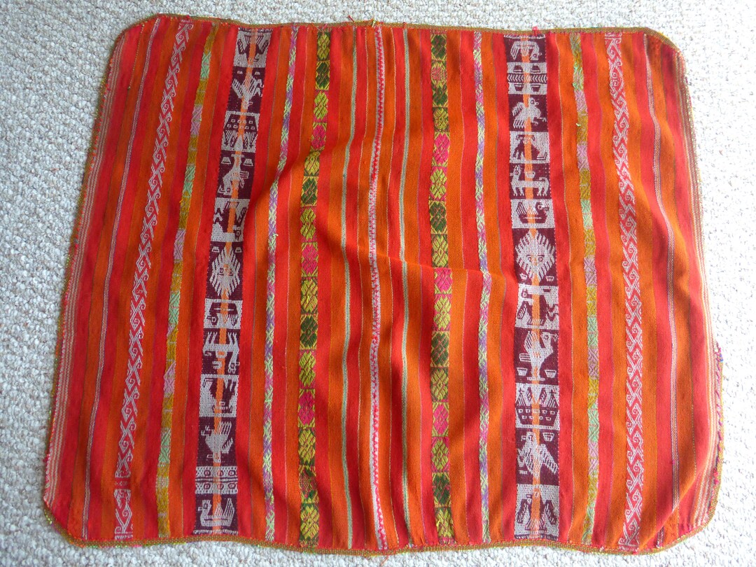 Andean Mountain Textile - Vintage Peruvian Hand-woven Aguayo Table ...