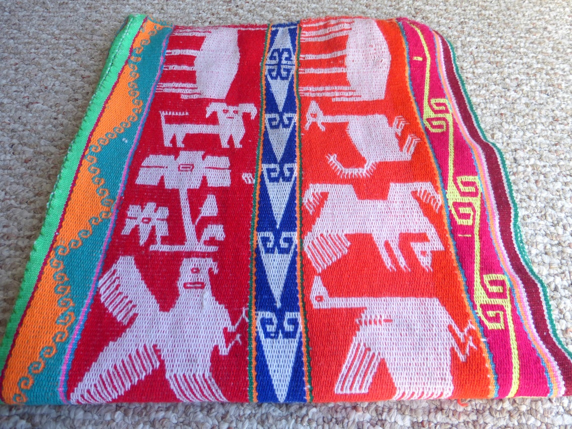 Andean Mountain Textile - Peruvian Hand-woven Aguayo Table Cloth ...