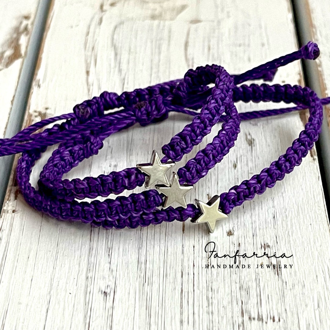 Silver Star Matching Family Bracelets Dark Purple - Etsy