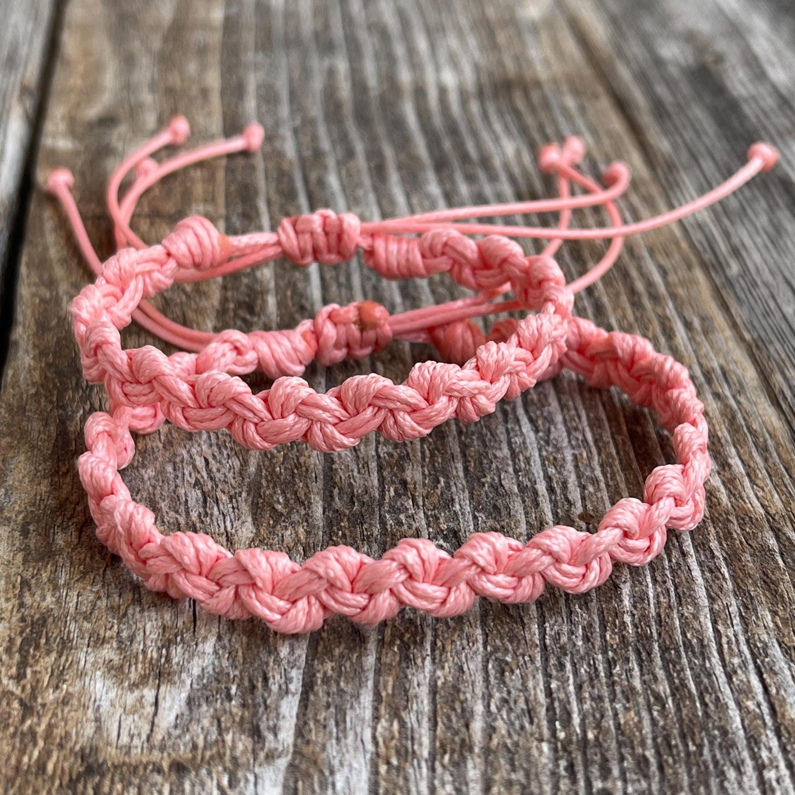 Shell Key, Coral Braided Macrame Mommy and Me Bracelets, Waterproof - Etsy