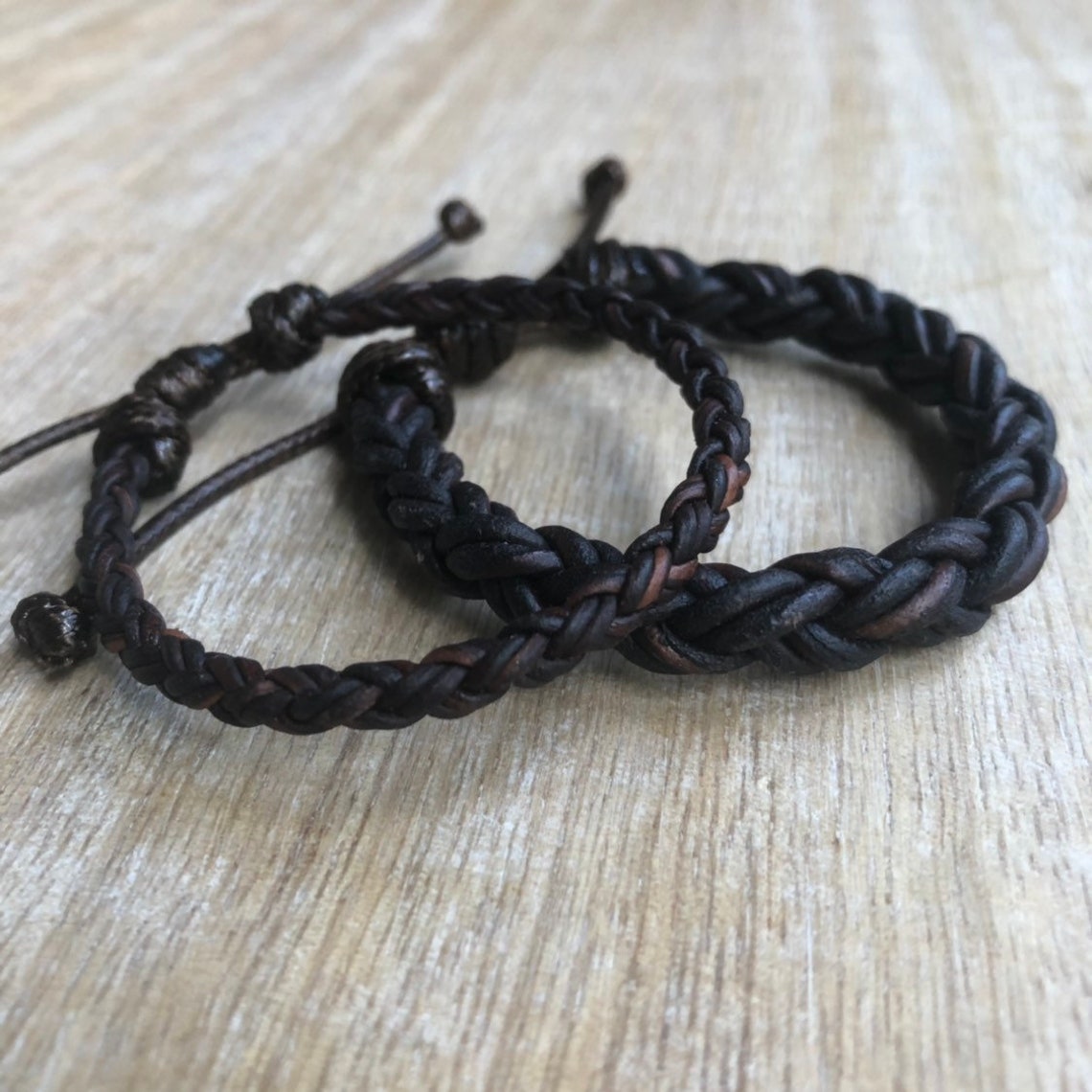 Key West II Dark Brown Braided Leather Bracelet, Simple Bracelet ...