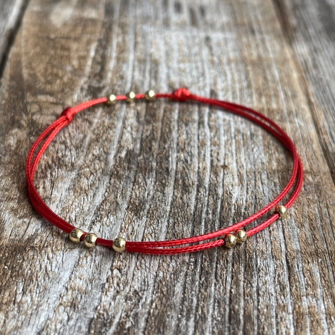Amelia Red Gold Beaded Ankletadjustable Anklet Waterproof - Etsy
