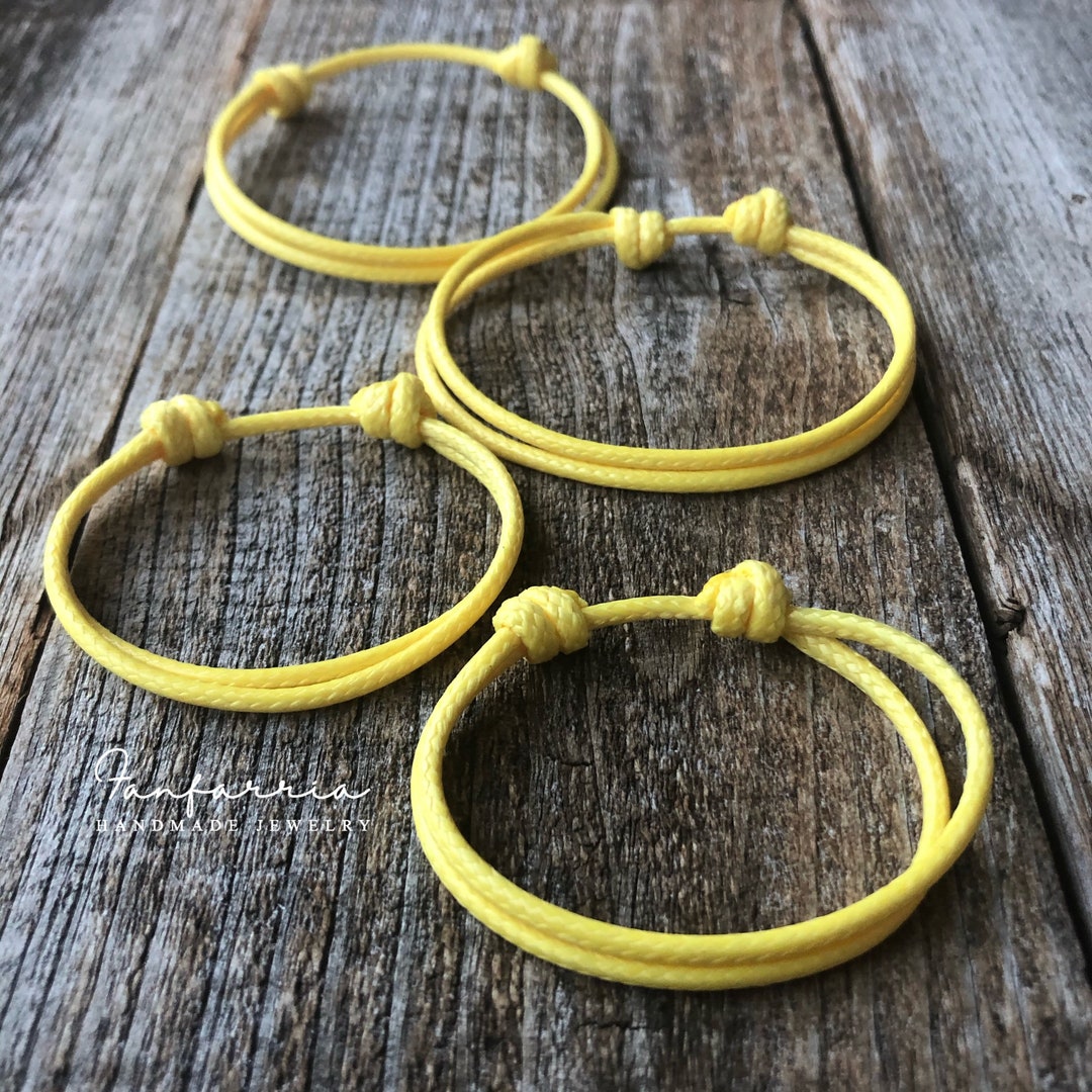 Yellow Family Bracelet Set, Adjustable Cord Bracelets, Waterproof ...