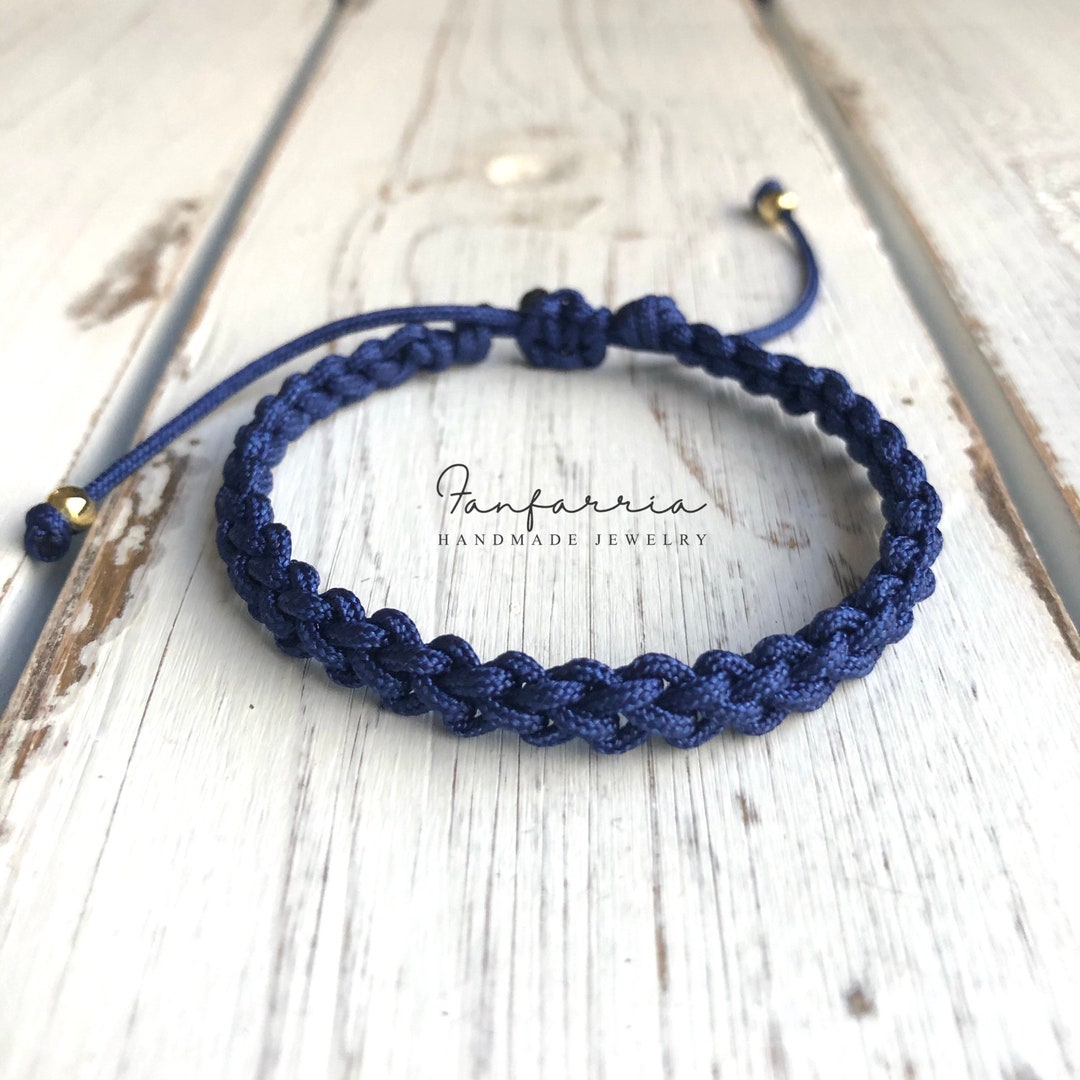 Blue Braided Macrame Bracelet Anklet Adjustable Waterproof, Destin II ...