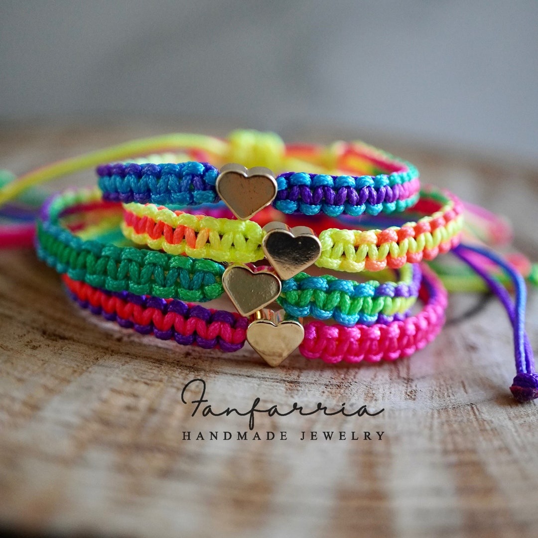 Gold Heart Family Bracelets Colorful Matching Bracelets - Etsy