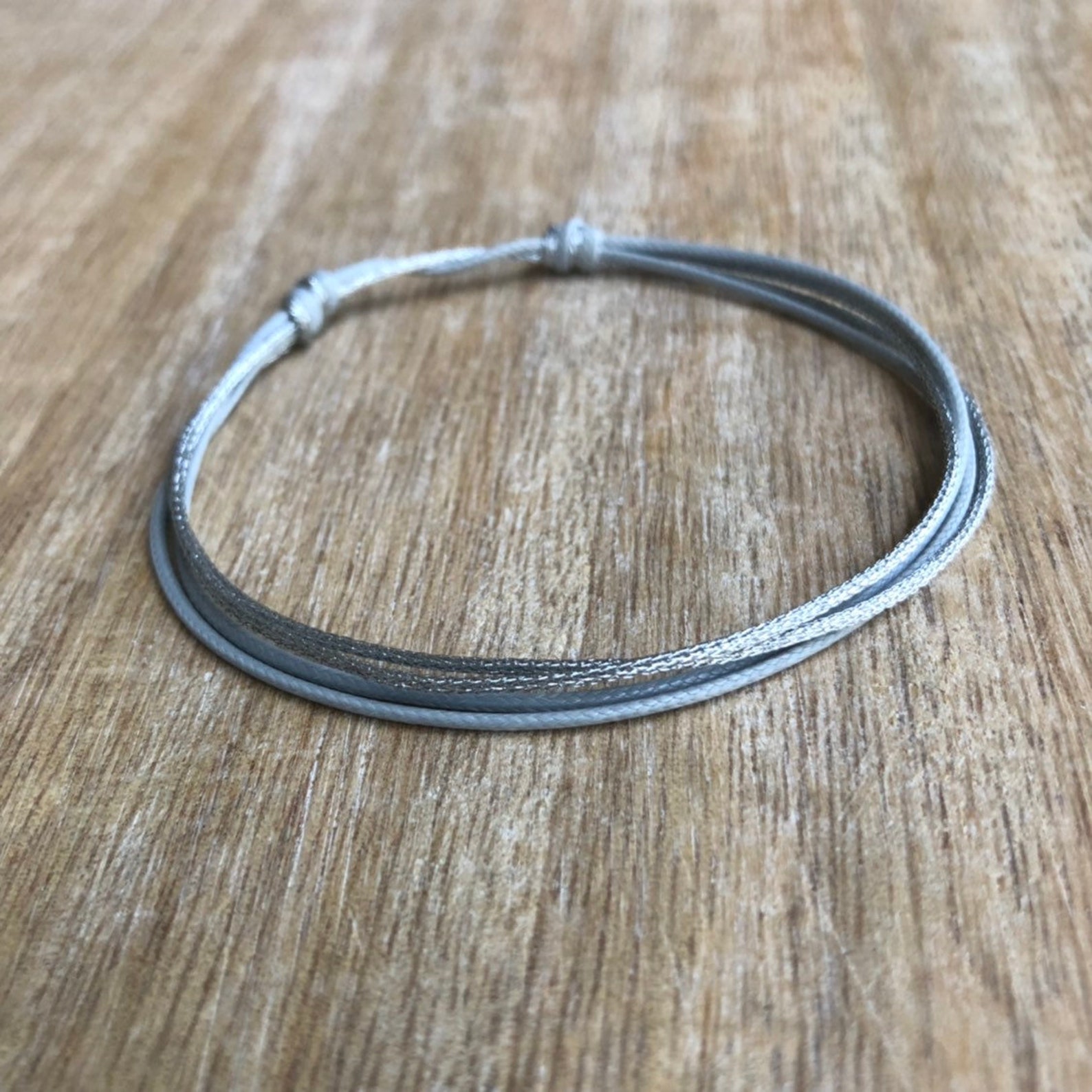 Pinellas Metallic Silver Gray String Anklet Waxed Cord - Etsy