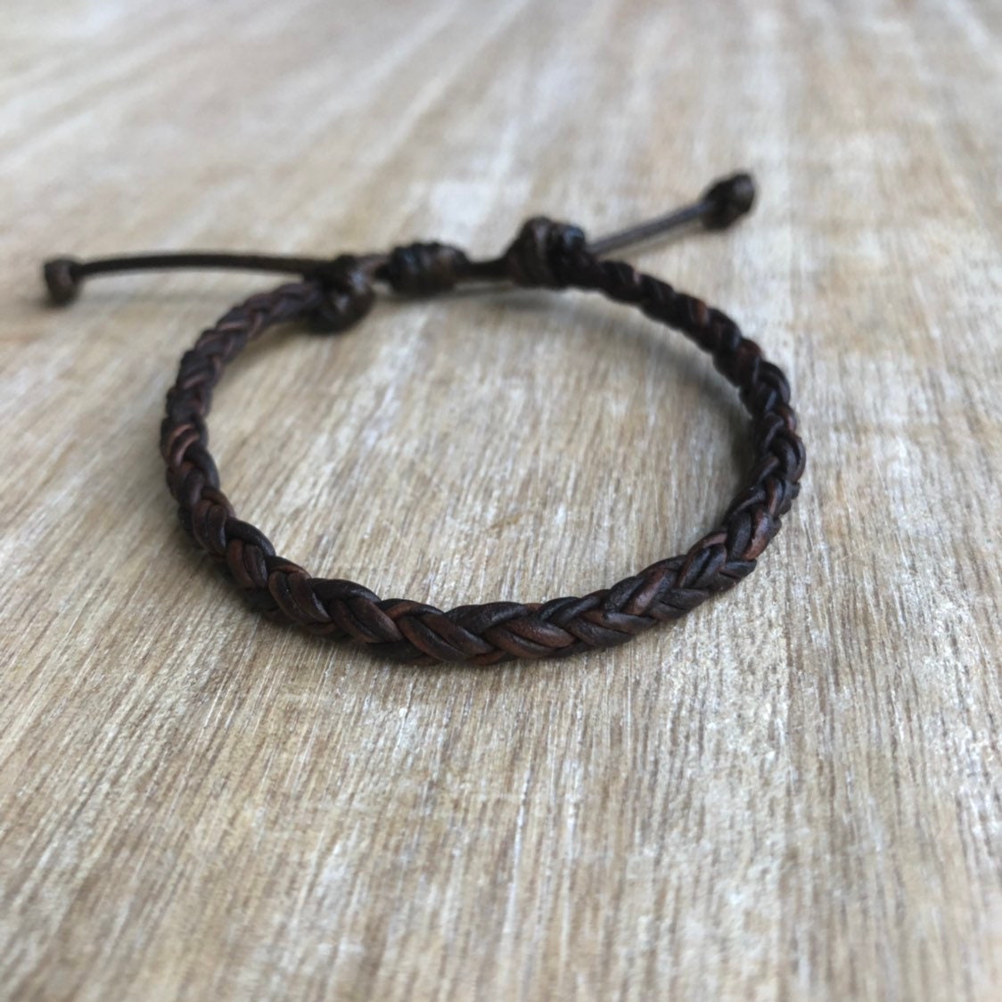 Key West Dark Brown Braided Leather Bracelet Unisex Bolo - Etsy