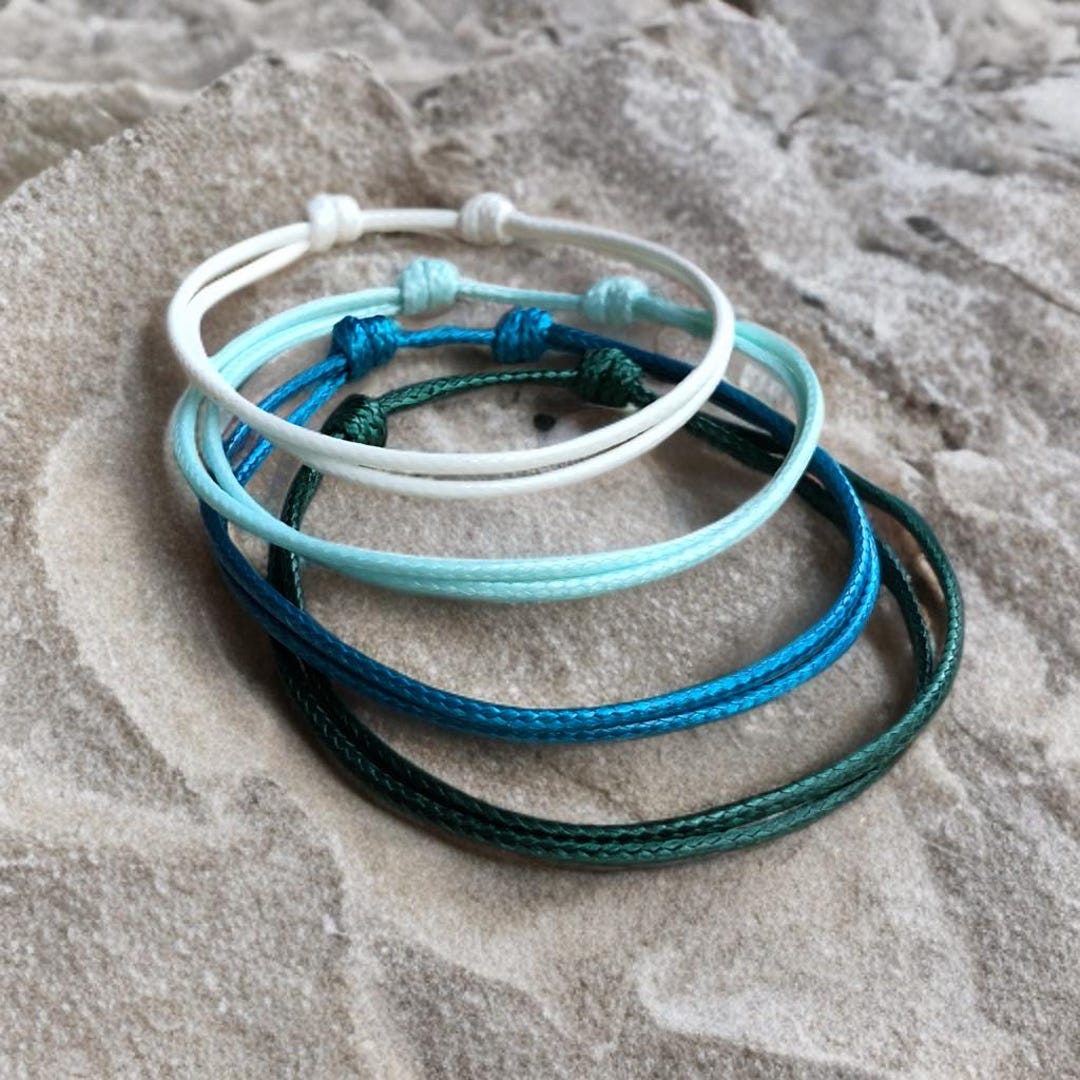 Ocean Hues Stackable Anklets Bracelets, Collins Minimalist 2mm, Beach ...