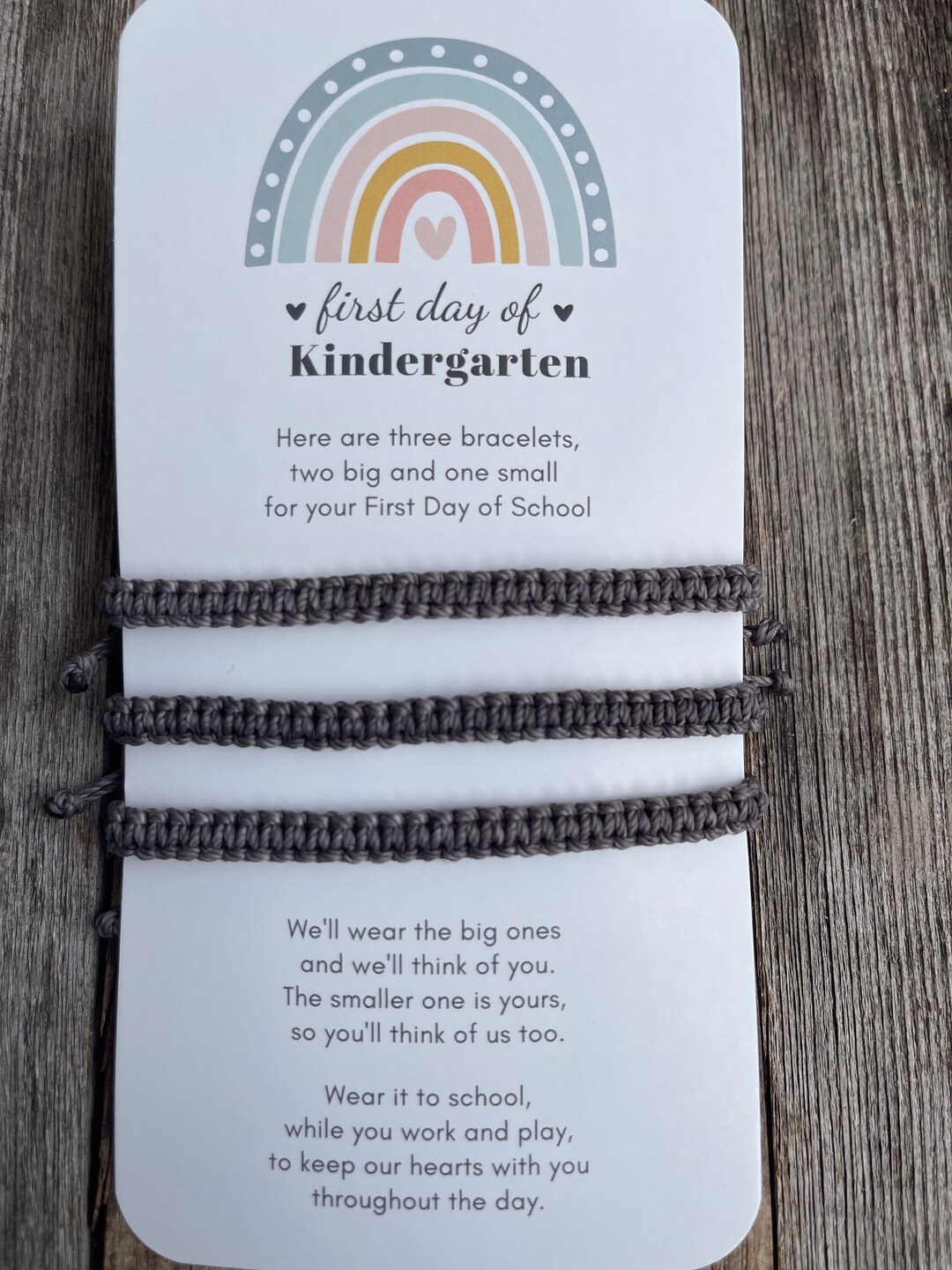 First Day of Kindergarten Gray Family Set Bracelets Waterproof - Etsy
