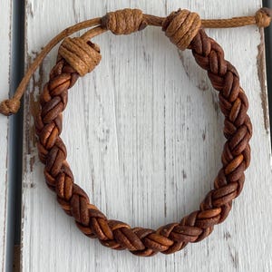 Key West II Leather Bracelet Light Brown Braided Unisex - Etsy